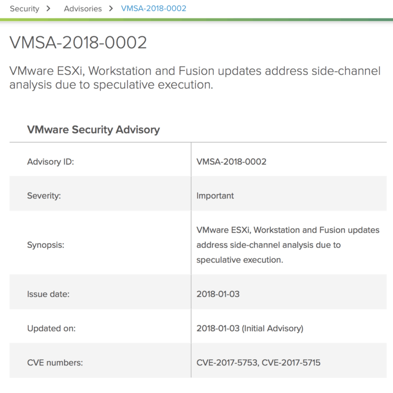VMware Security Advisories and Incident Response | vMiss.net